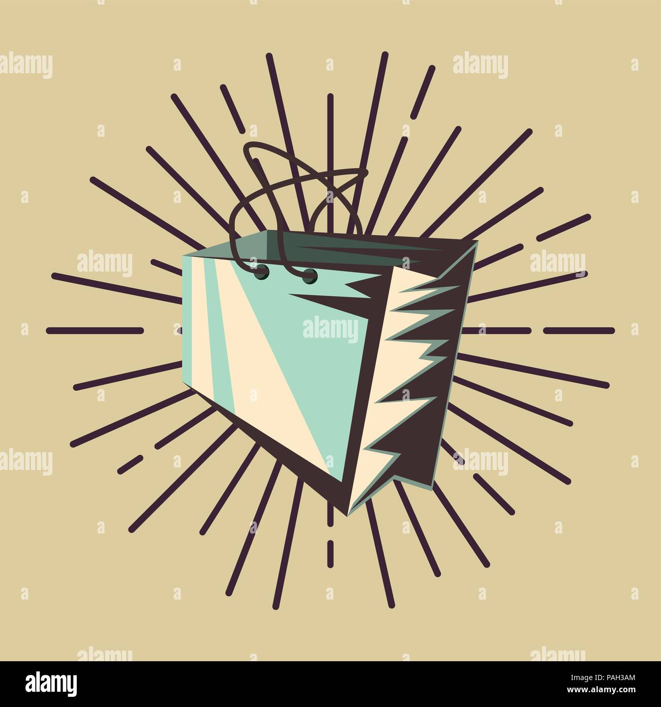 shopping bag on vintage retro background vector illustration Stock ...
