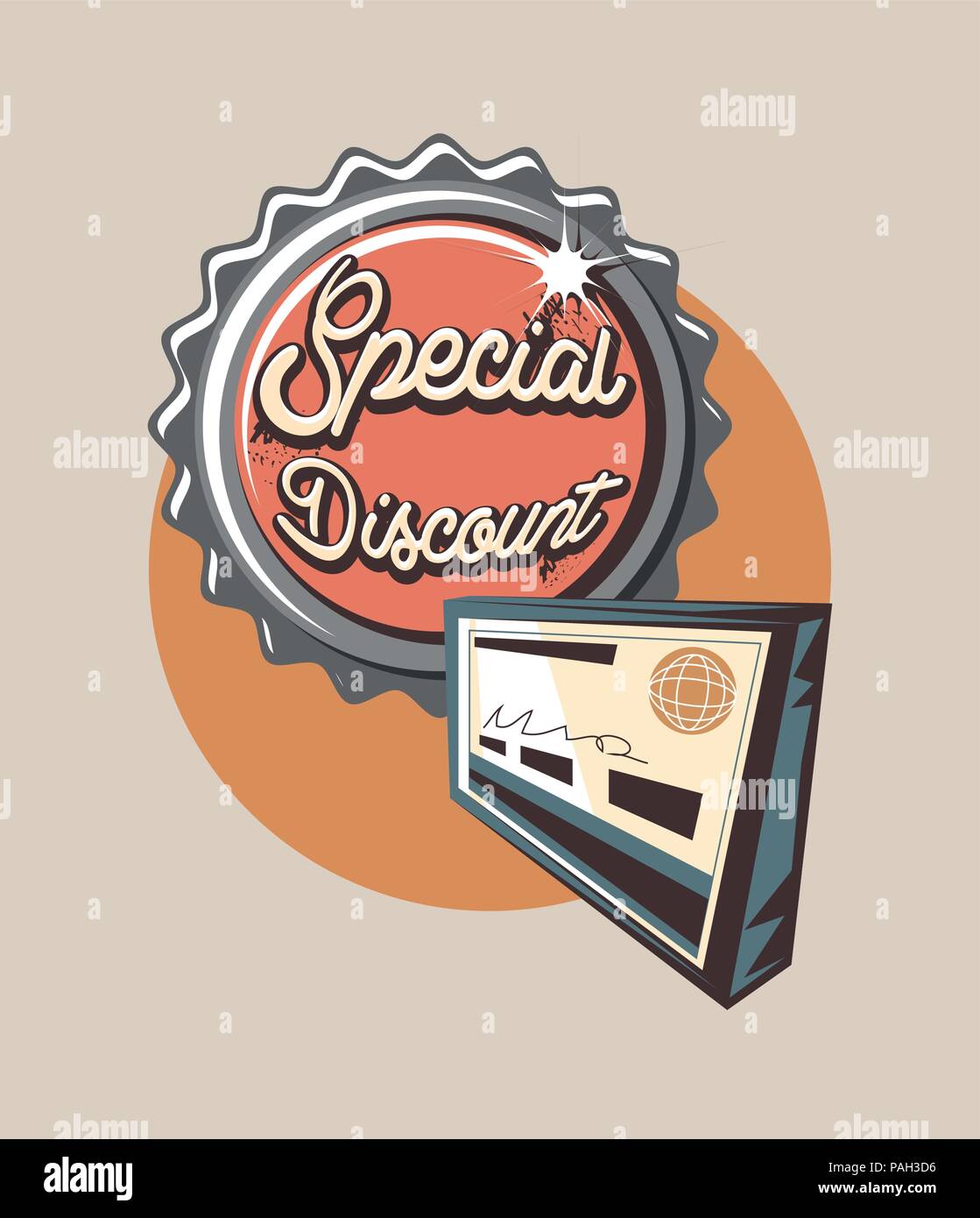 retro shopping bank check special discount vector illustration Stock ...