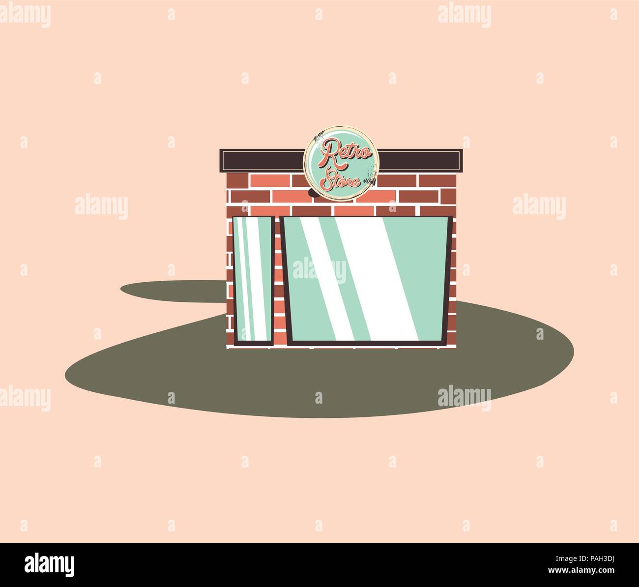 retro shopping store facade bricks vintage design vector illustration ...