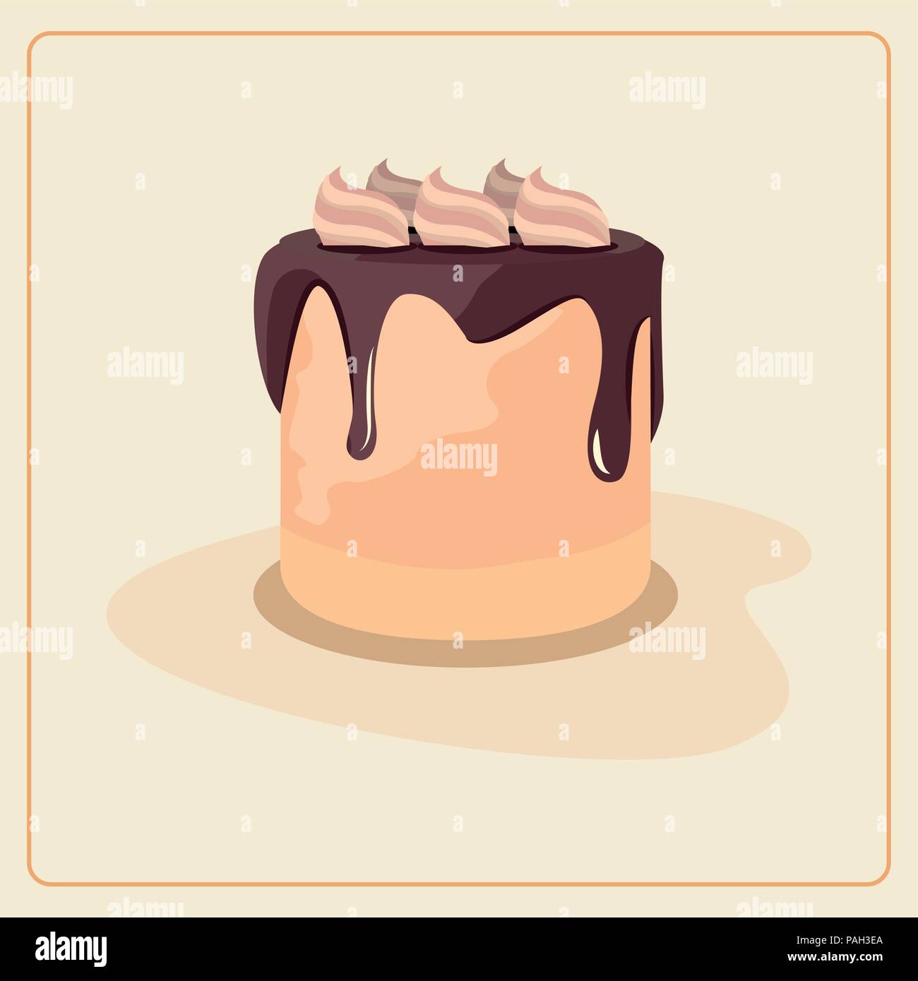 birthday sweet cake delicious cream melted vector illustration Stock ...