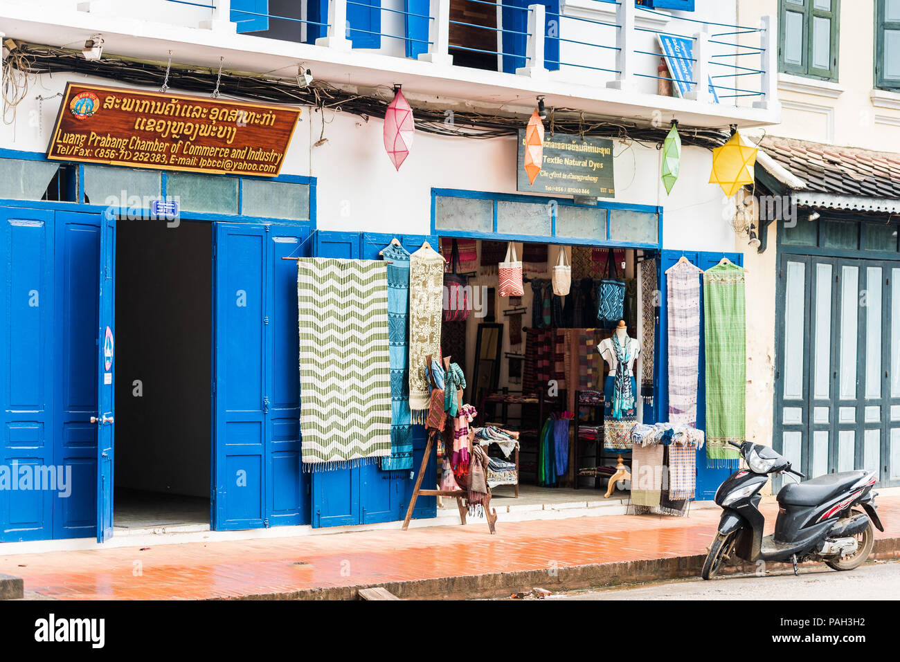 Luang Prabang, LAOS - JANUARY 11, 2017: View of the facade of the ...