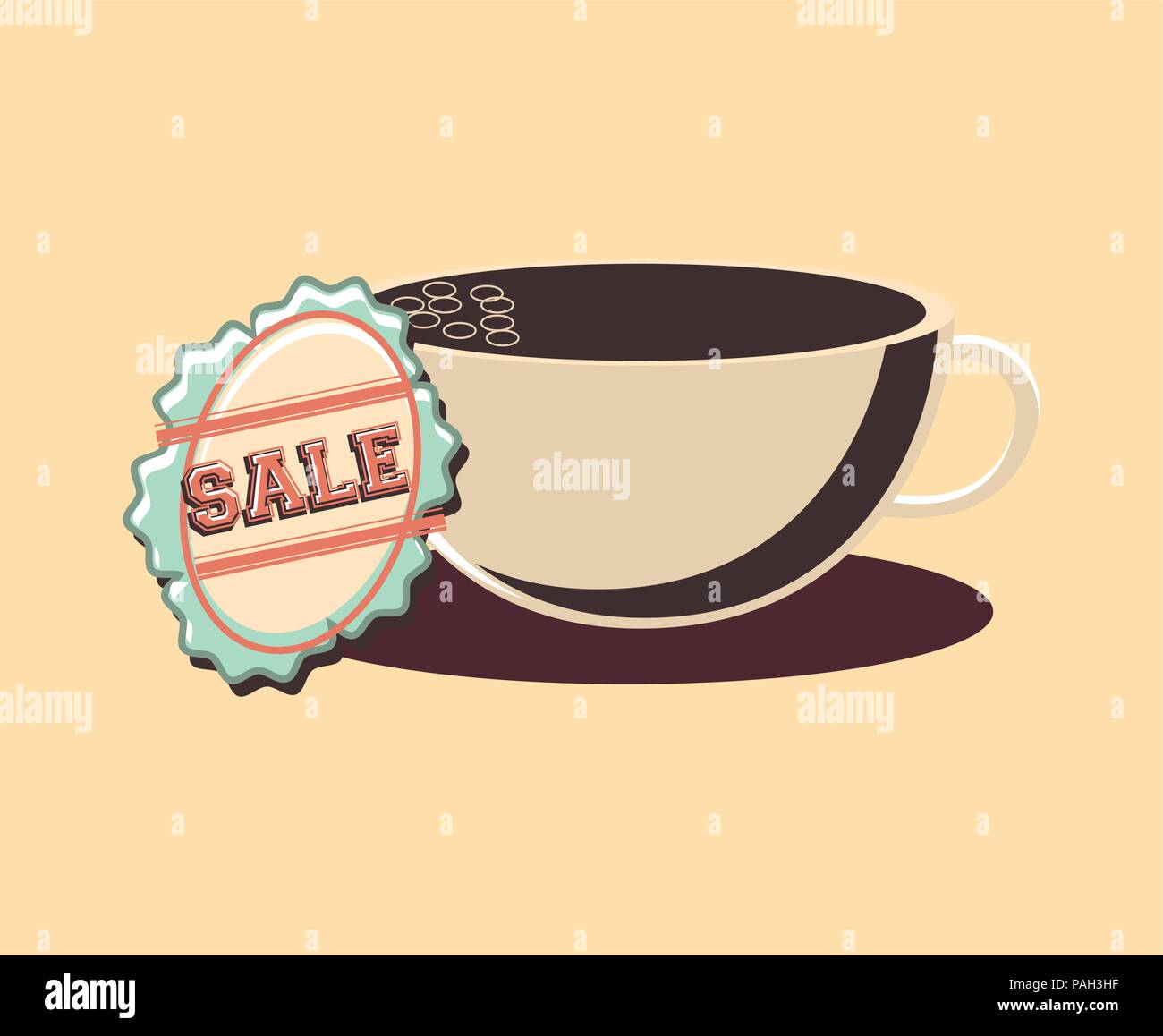 retro shopping coffee cup sale label vector illustration Stock Vector ...
