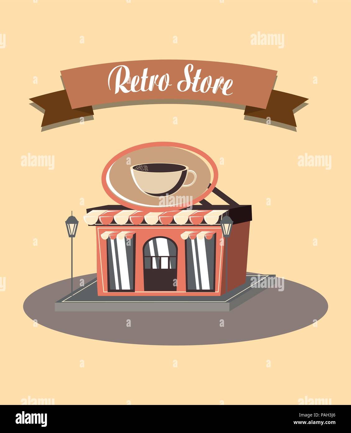 retro coffee shop classic vintage vector illustration Stock Vector ...