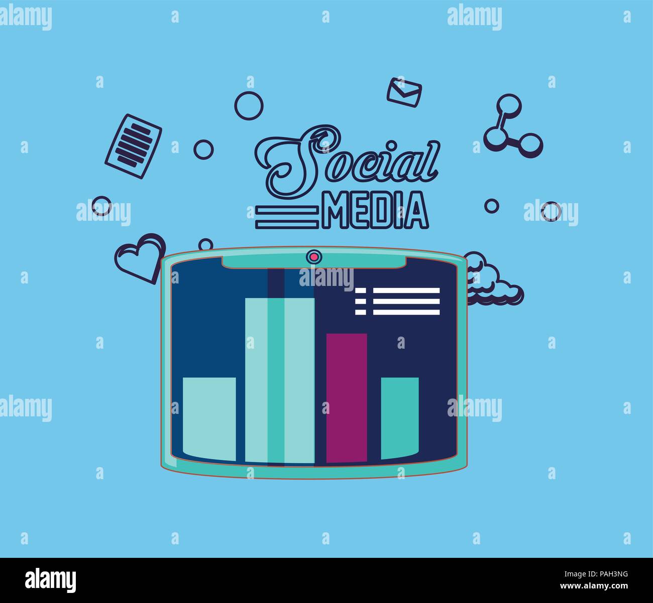 tablet computer network diagram social media digital vector ...