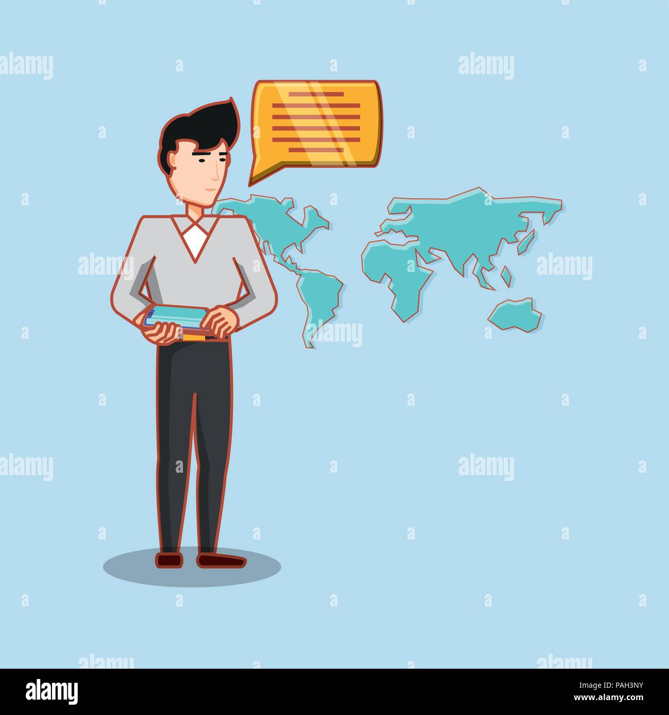 man chatting world connection social media vector illustration Stock ...
