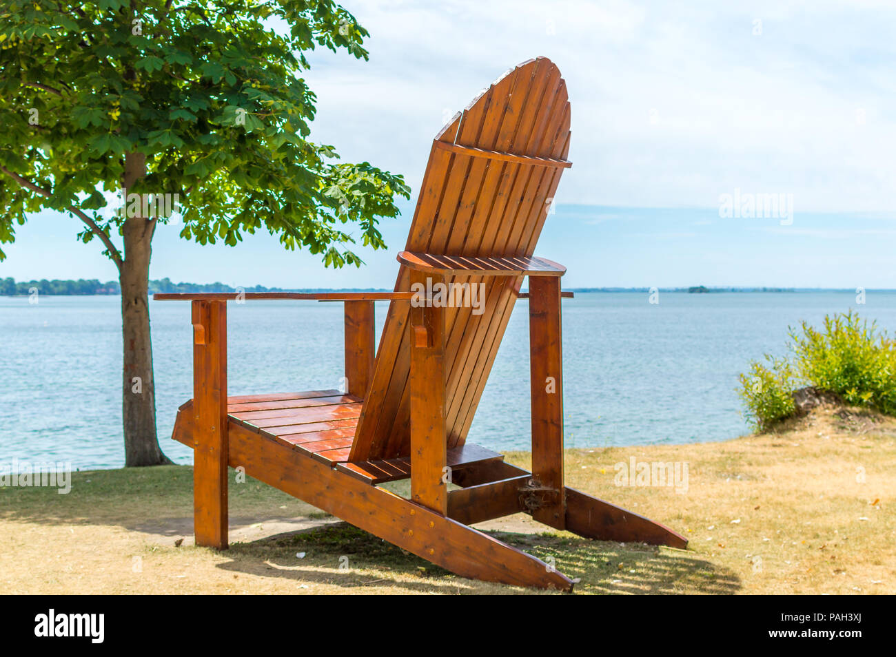 Large wooden chair in Quebec, Canada Stock Photo - Alamy