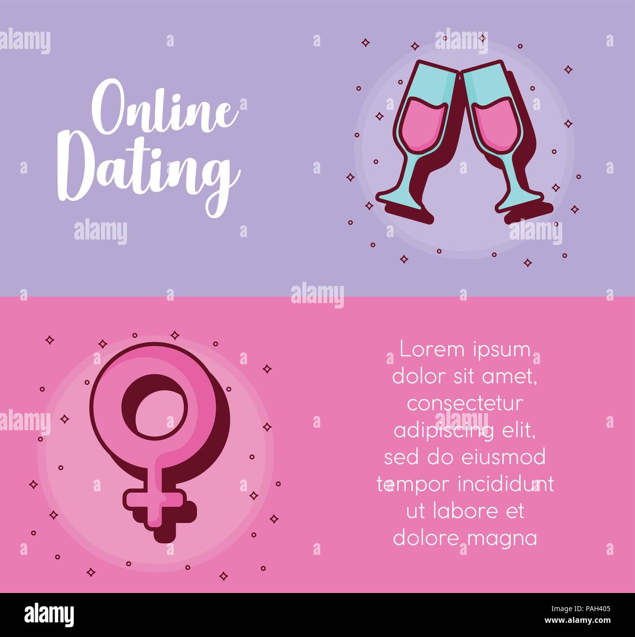 Online dating Infographic with champagne glasses and female symbol icon ...