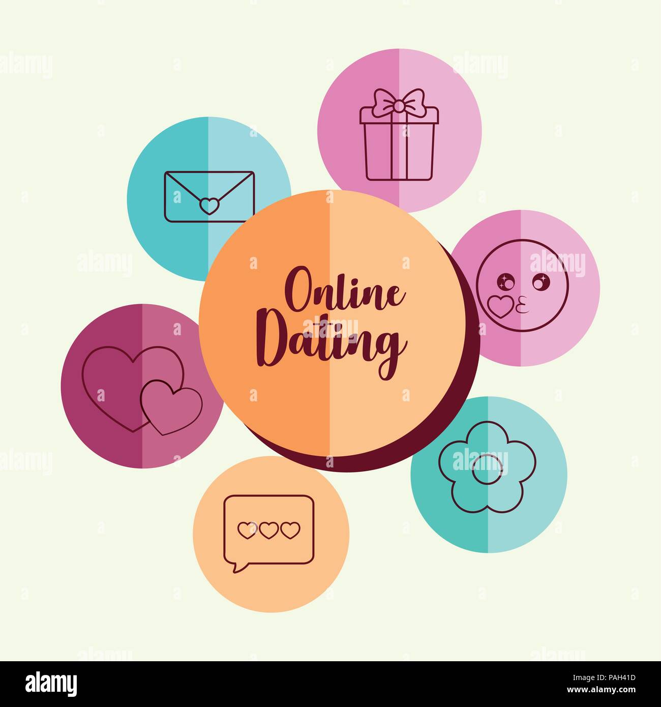 Online dating related icons over white background, vector illustration ...