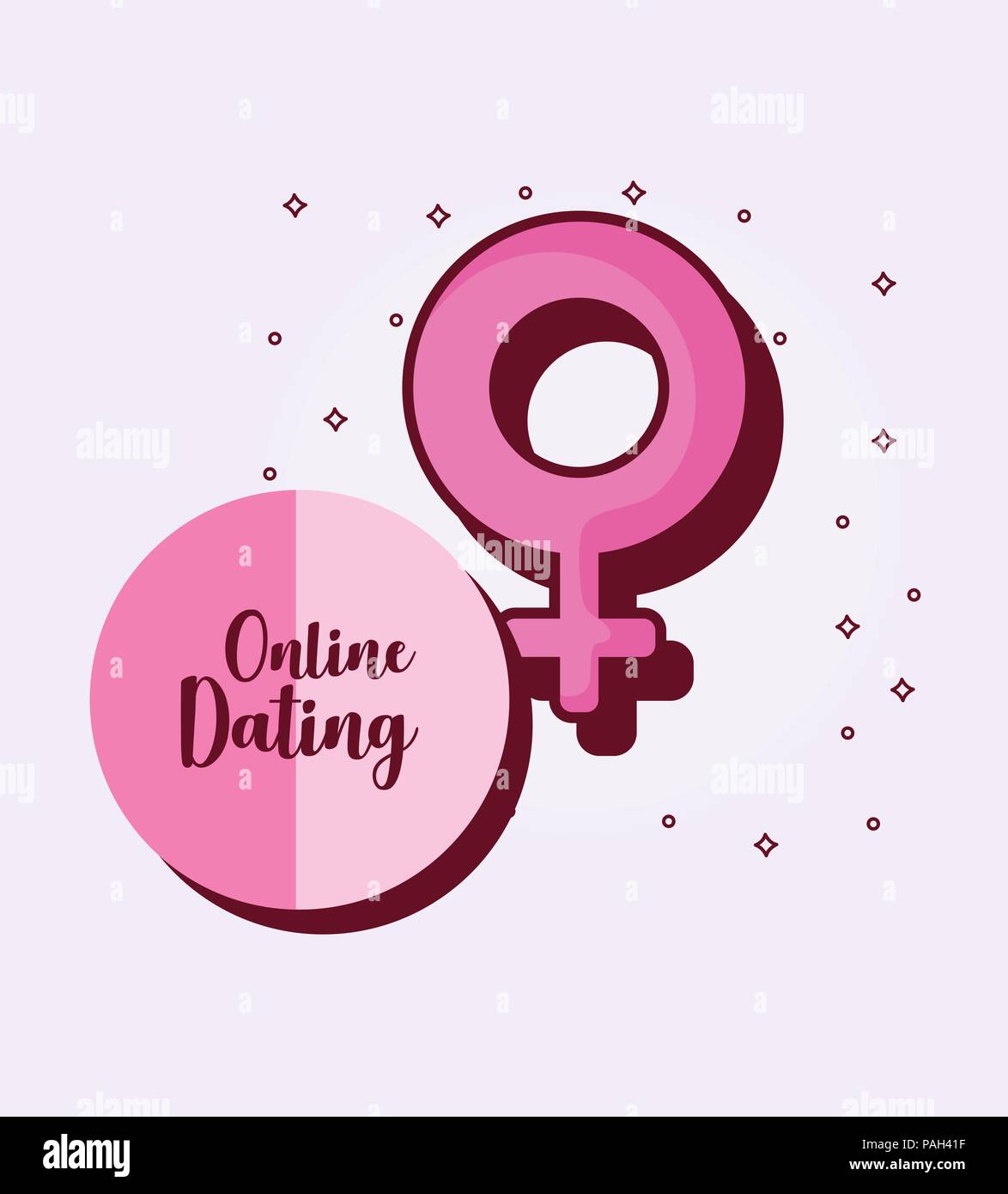 Online dating design with female symbol over pink background, colorful ...