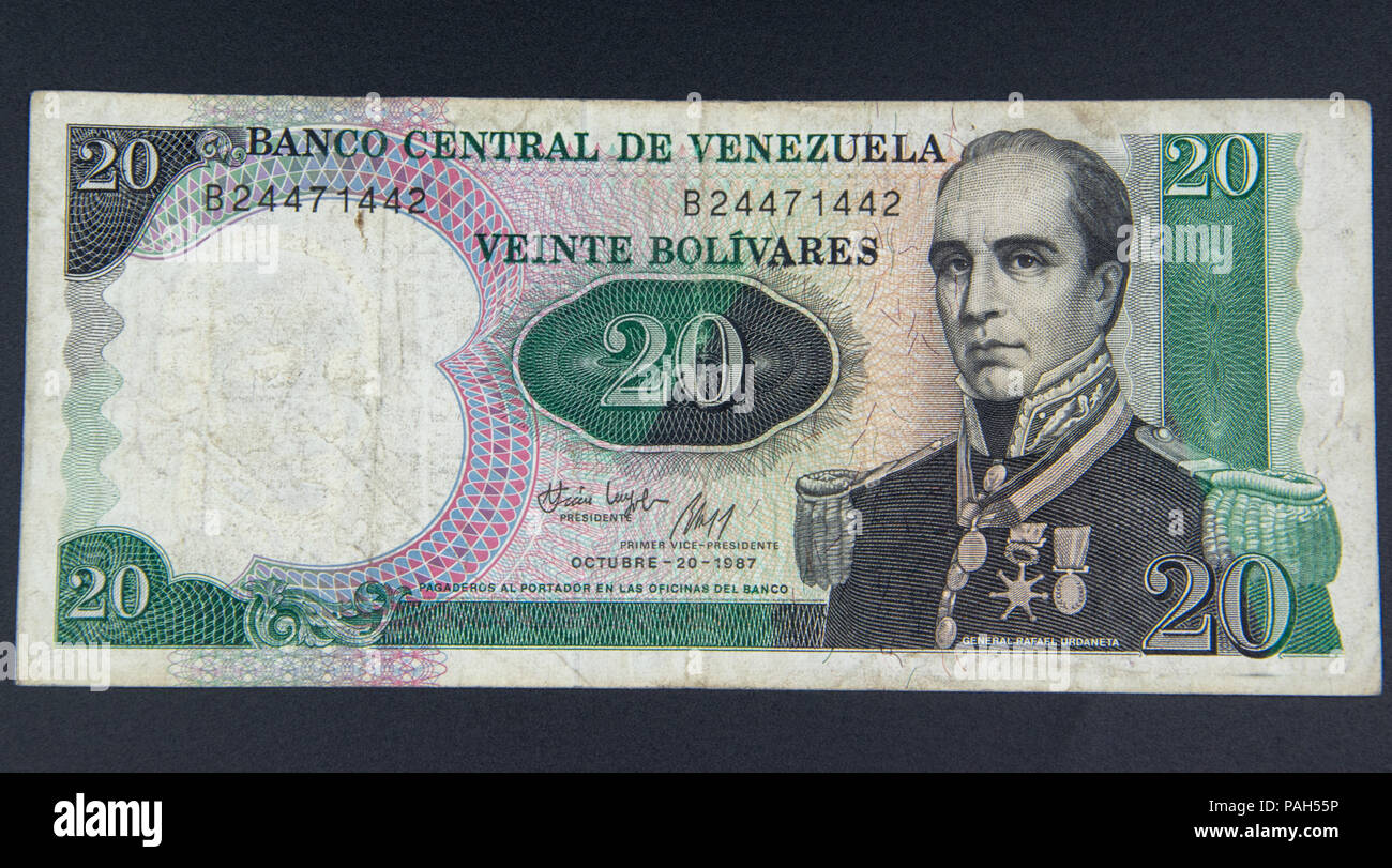 20 Bolivares Banknote issued by the Central Bank of Venezuela Stock ...