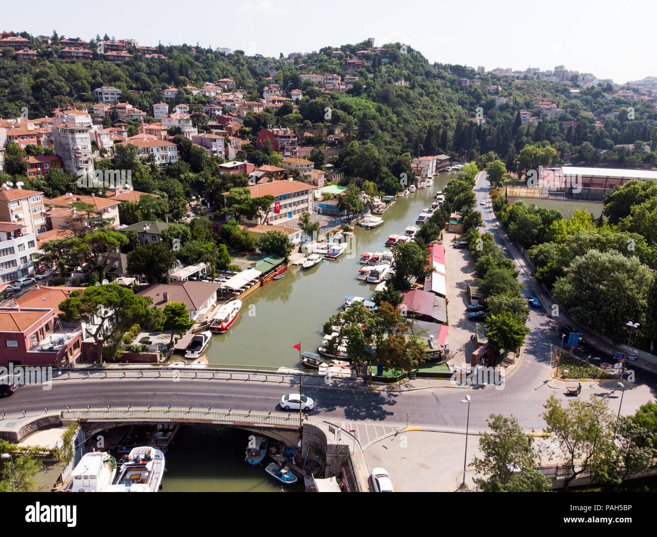 Aerial Drone View of Goksu River in Beykoz / Istanbul. Cityscape Stock ...
