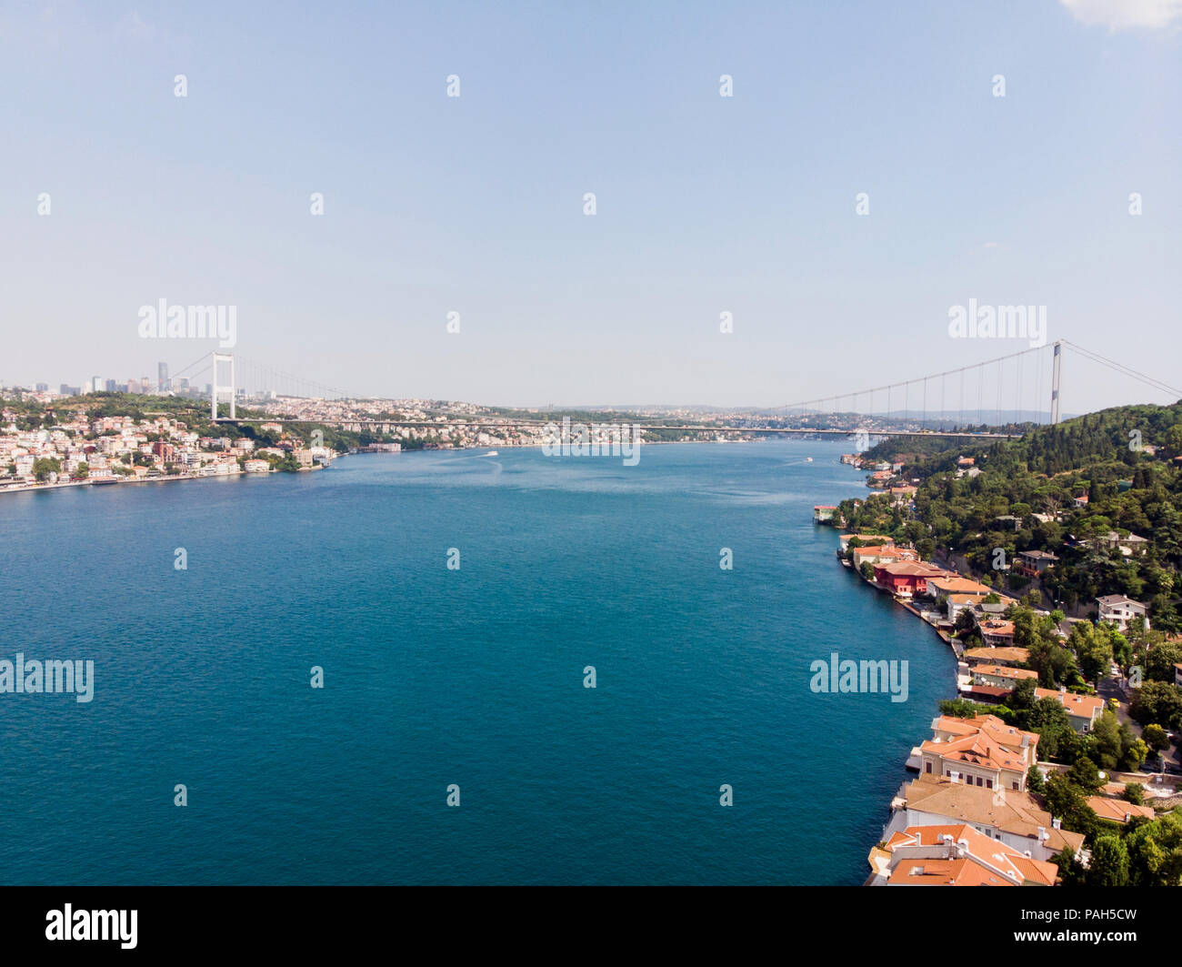 Aerial Drone View of Istanbul Bosphorus, Kandilli / Beykoz. Cityscape ...