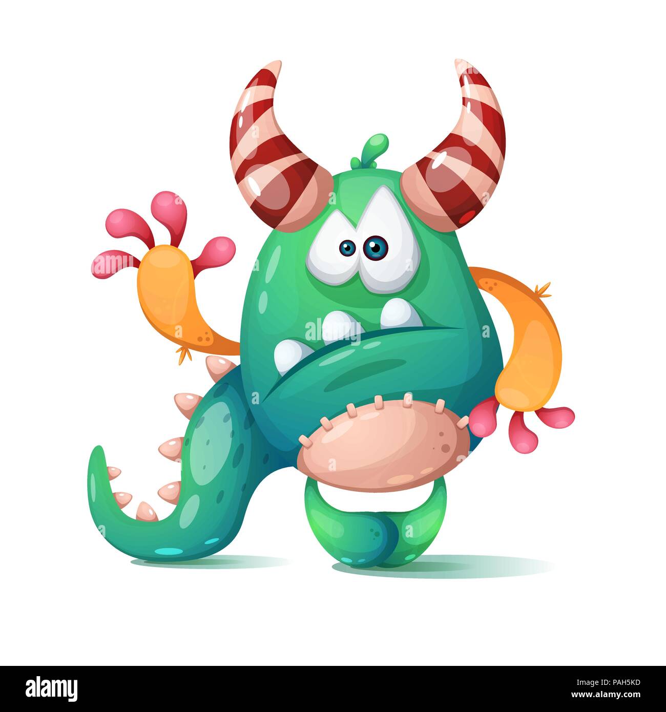 Funny, cute cartoon monster, dino Stock Vector Image & Art - Alamy