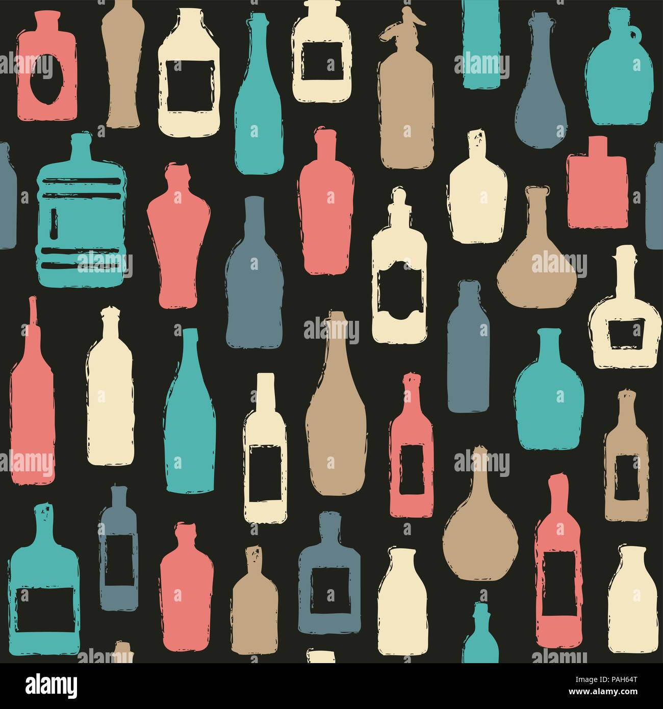 Various shaped vector bottles seamless pattern background Stock Vector ...