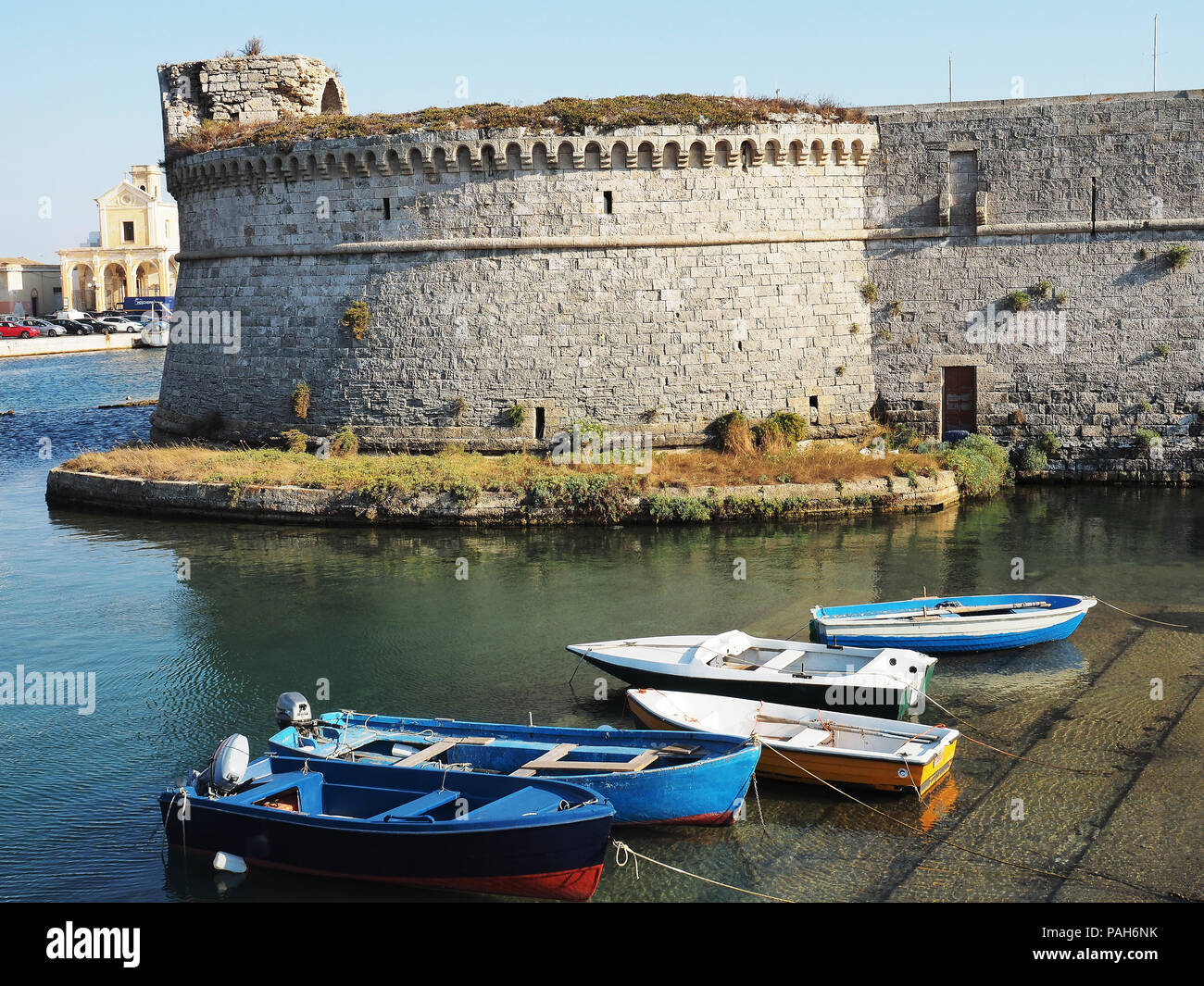 Italy,Apulia,Salento,Gallipoli.The harbour and castle Stock Photo - Alamy