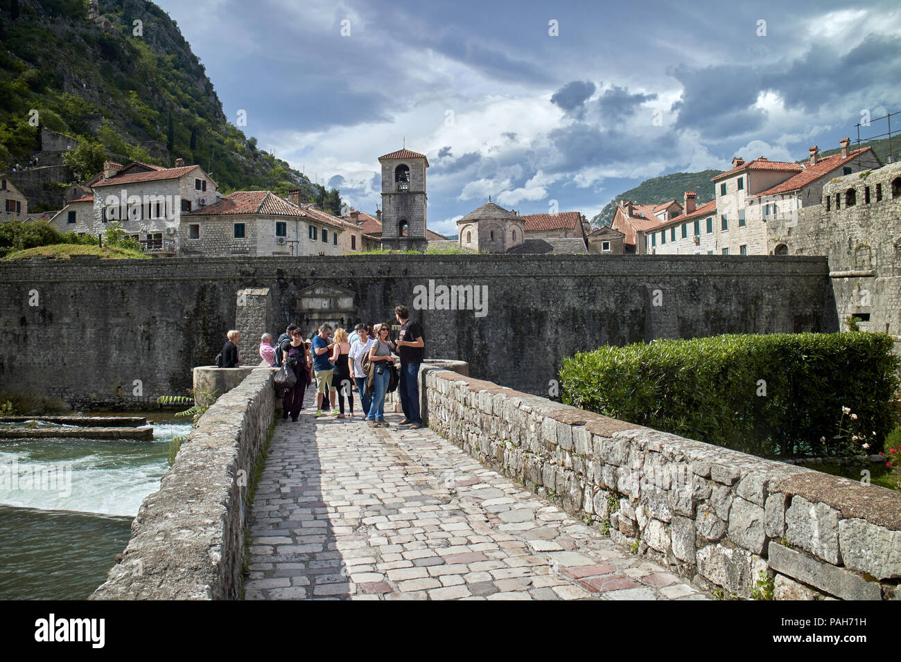 Europe,Montenegro,Kotor city,north gate, bridge over the Skürda river ...