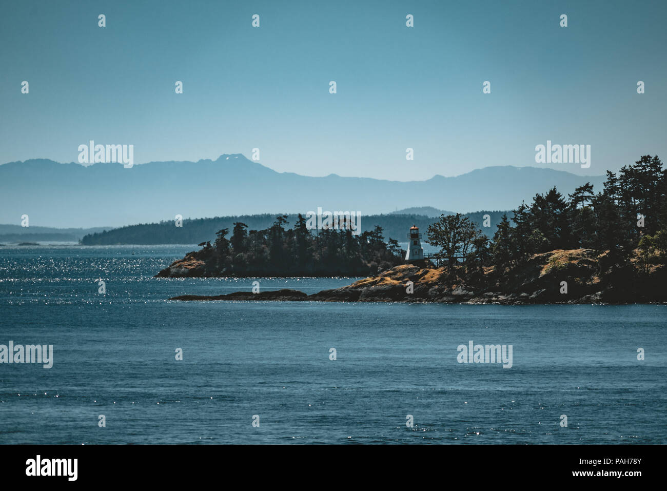 Vancouver Island view on a clear blue sky and pacific coast. Canada ...