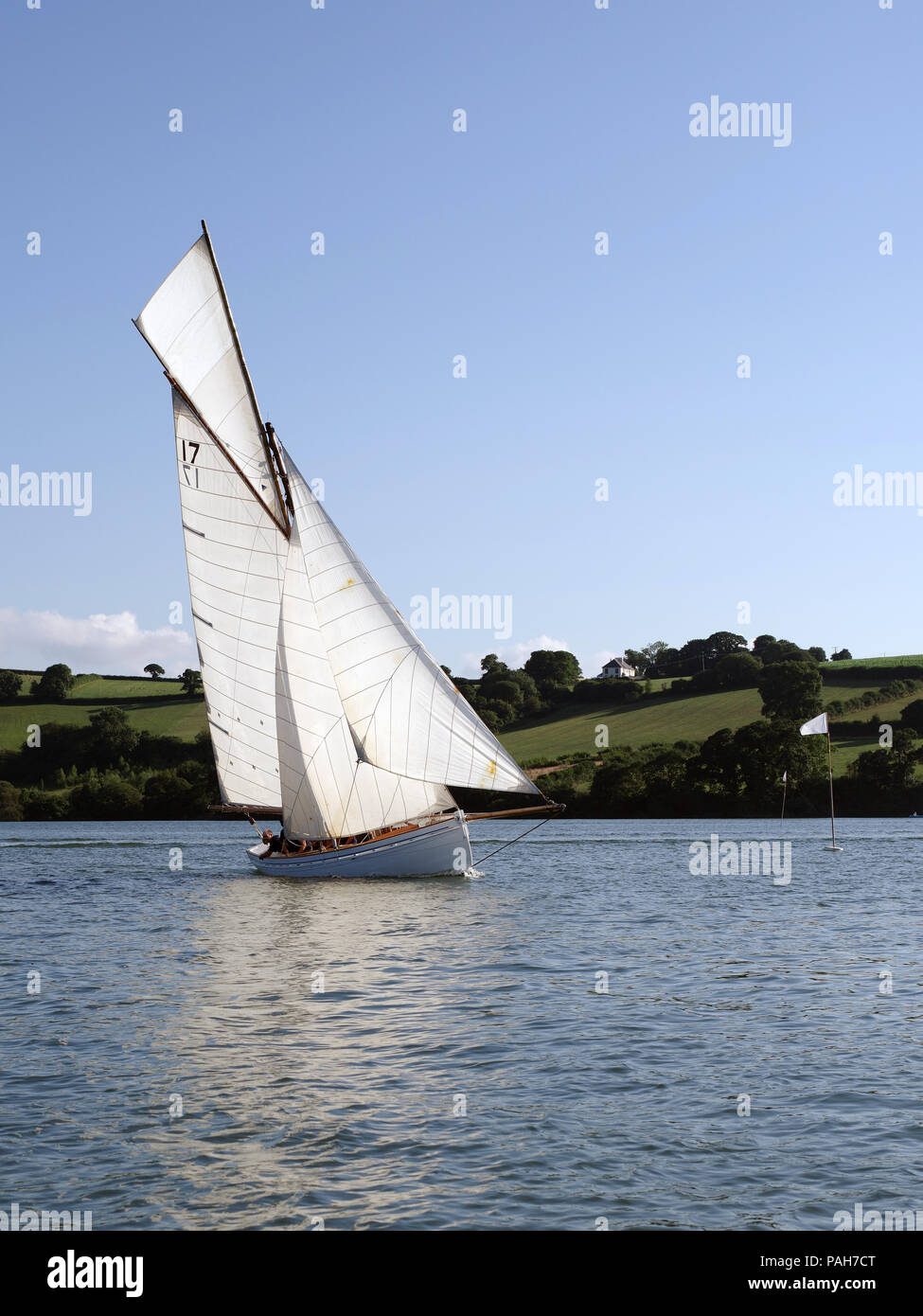 Historic Falmouth Working Boat, the Serica, coming up to the finish ...