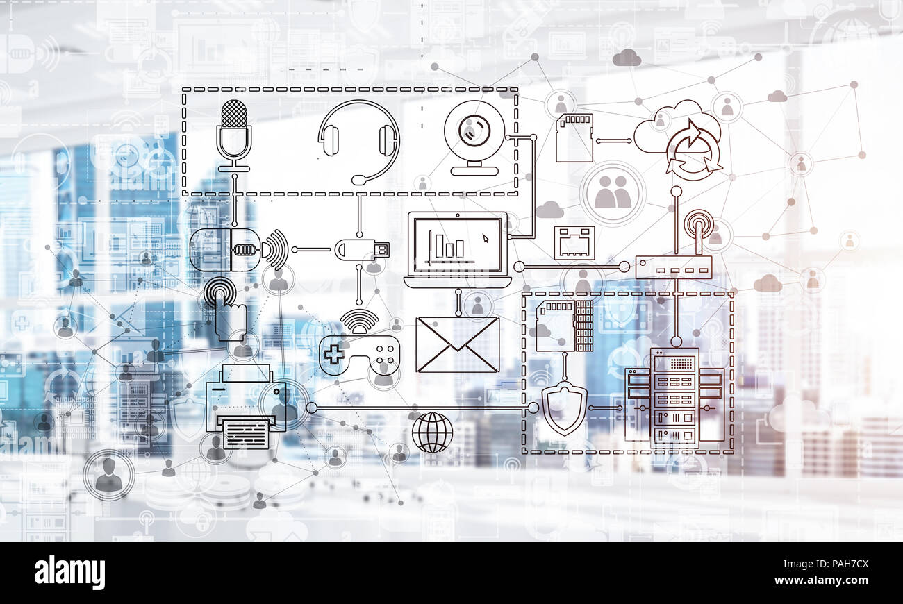Technology background image with media interface as connection a Stock ...