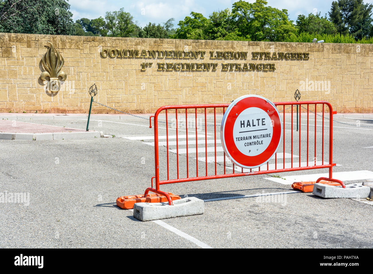 Entrance of the Vienot garrison in Aubagne, France, which houses the ...