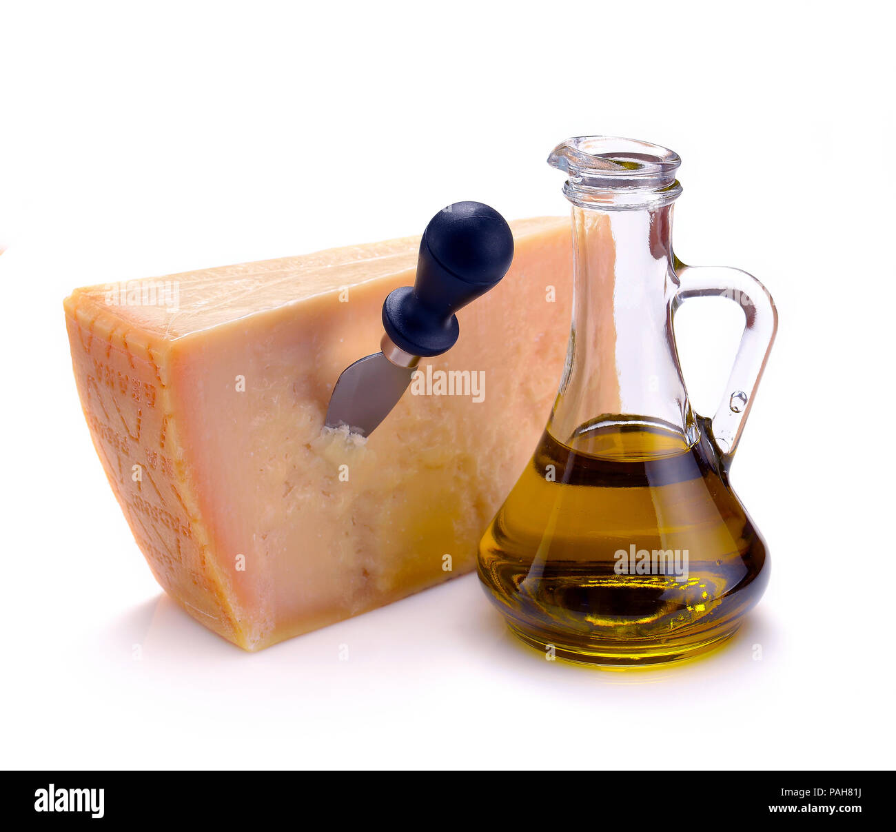 parmesan cheese and olive oil on a white background Stock Photo - Alamy