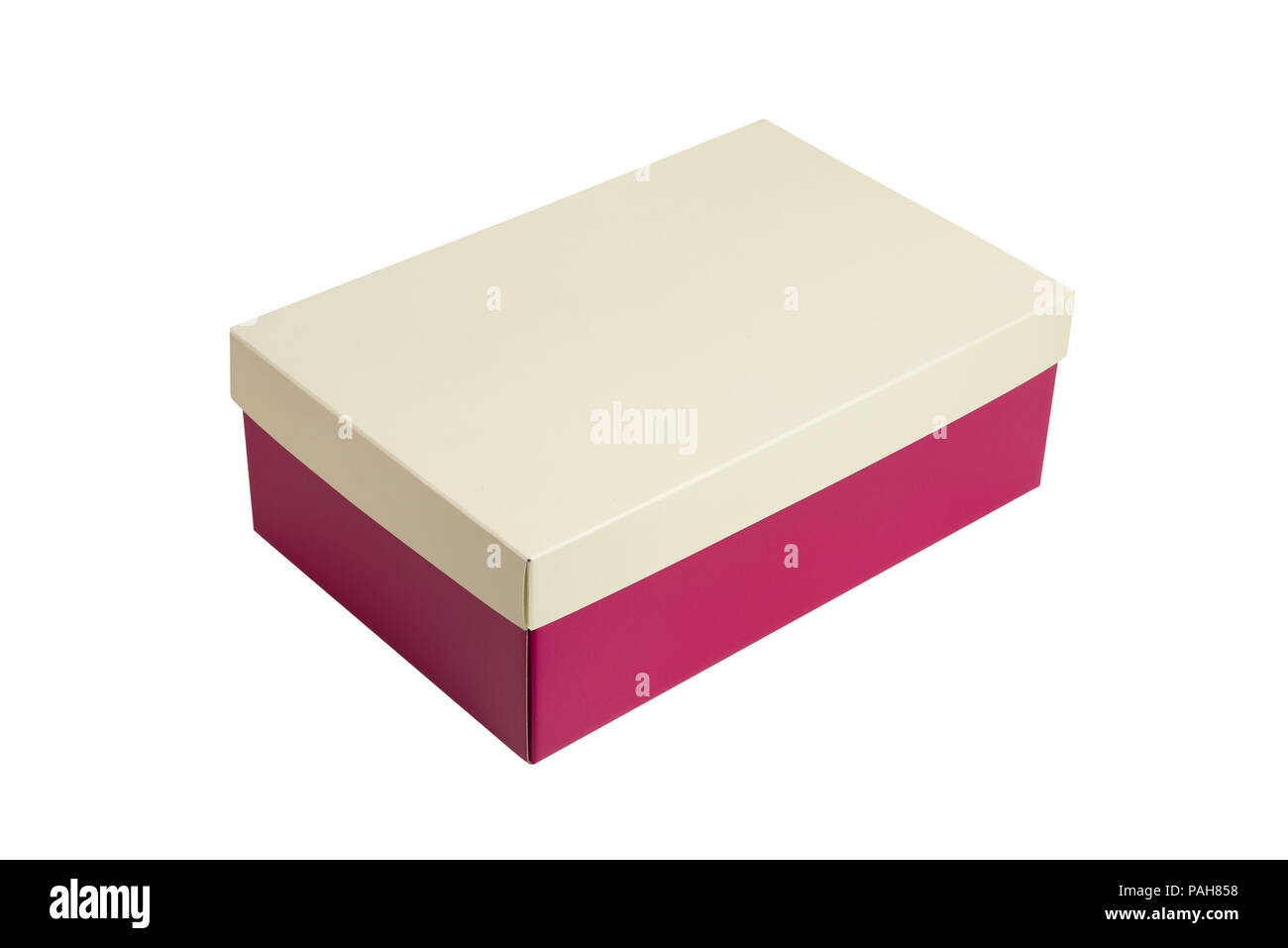 Pink shoes box with beige lid for shoe or sneaker product packaging ...
