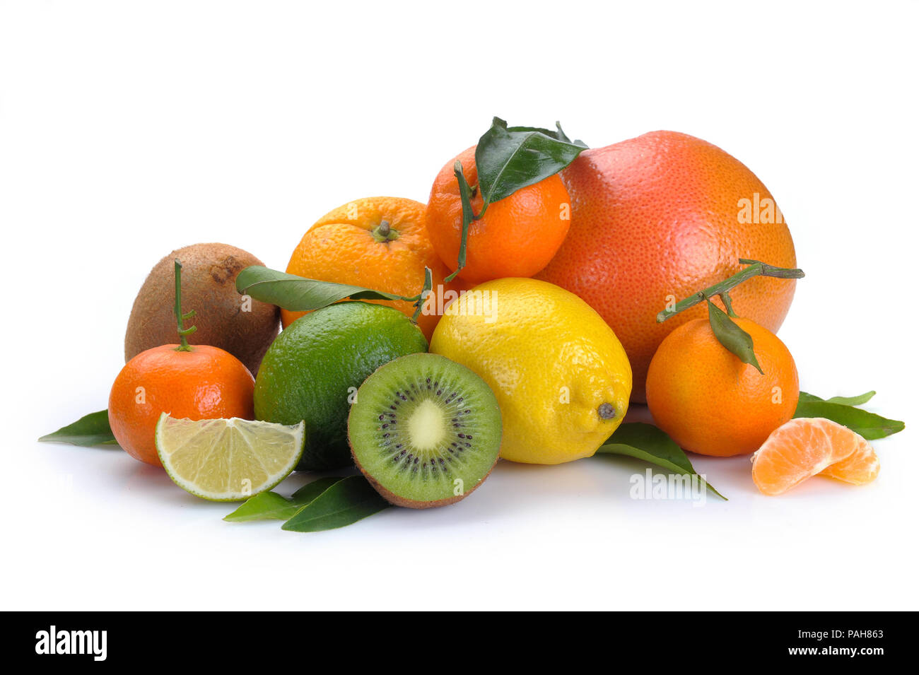 set of citrus fruits on white background Stock Photo - Alamy
