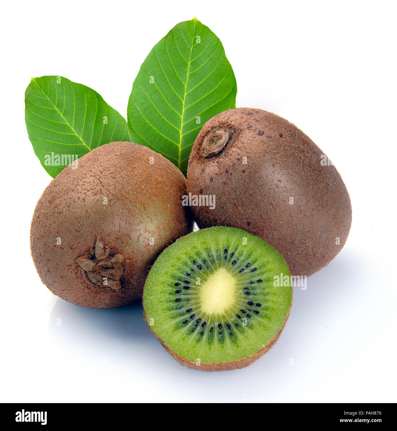 ripe kiwi and segment on a white background Stock Photo - Alamy