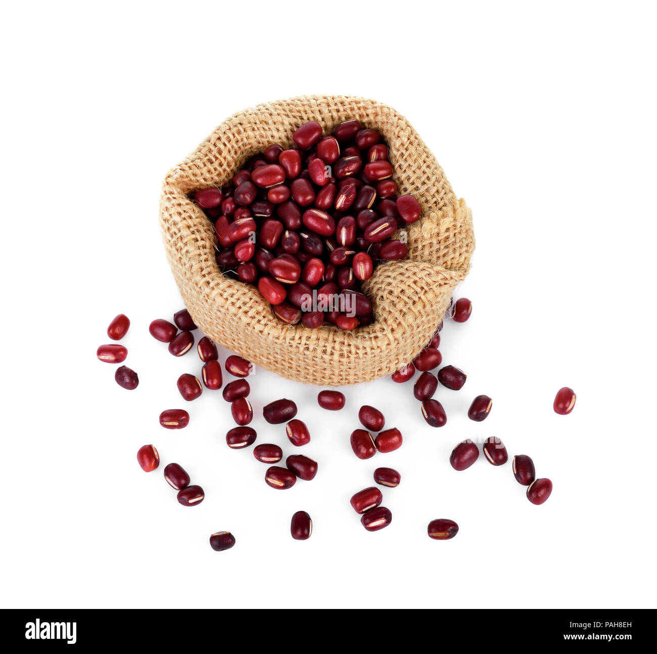 Adzuki Beans, Azuki Beans, red beans in bag on white background Stock ...