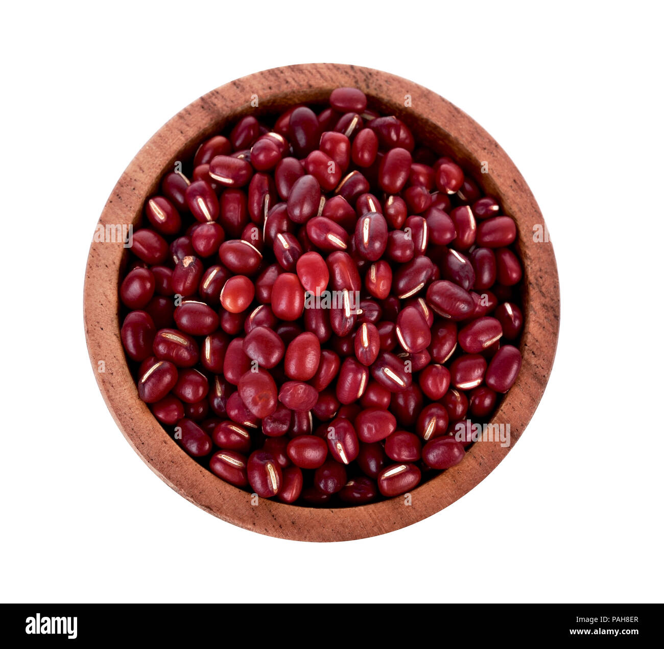 Adzuki Beans, Azuki Beans, red beans in wooden bowl on white background ...