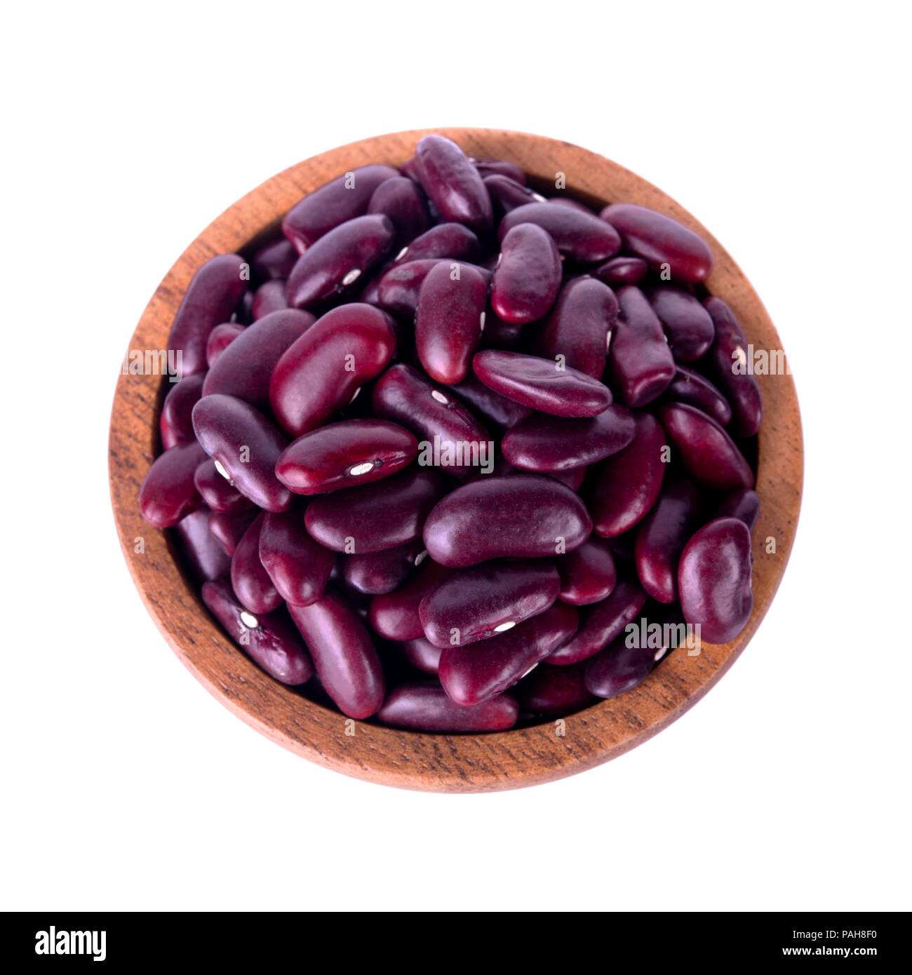 red beans in wooden bowl isolated on white background Stock Photo - Alamy