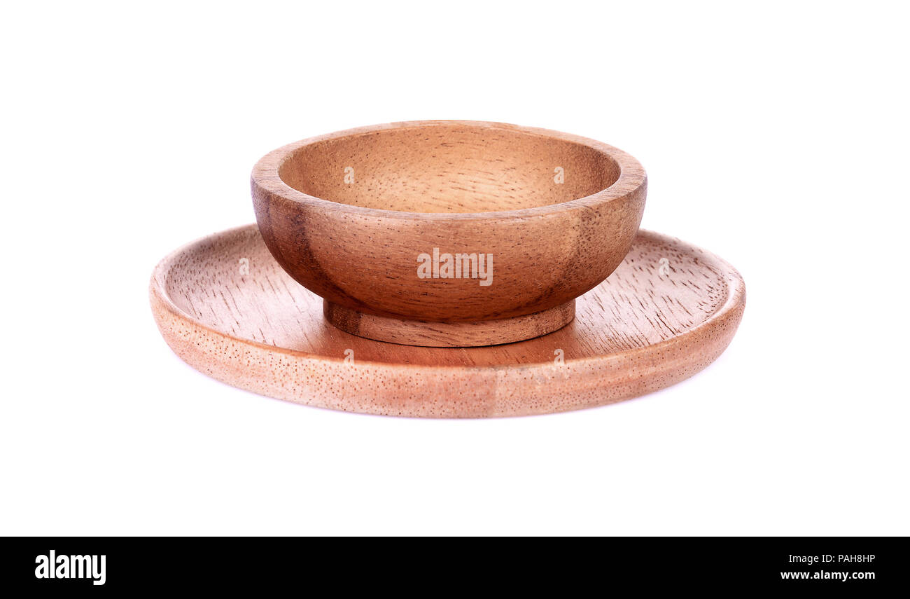 wooden plate and bowl on white background Stock Photo - Alamy
