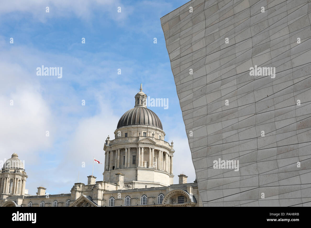 The dome of the Port of Liverpool building contrasts with the prowlike ...