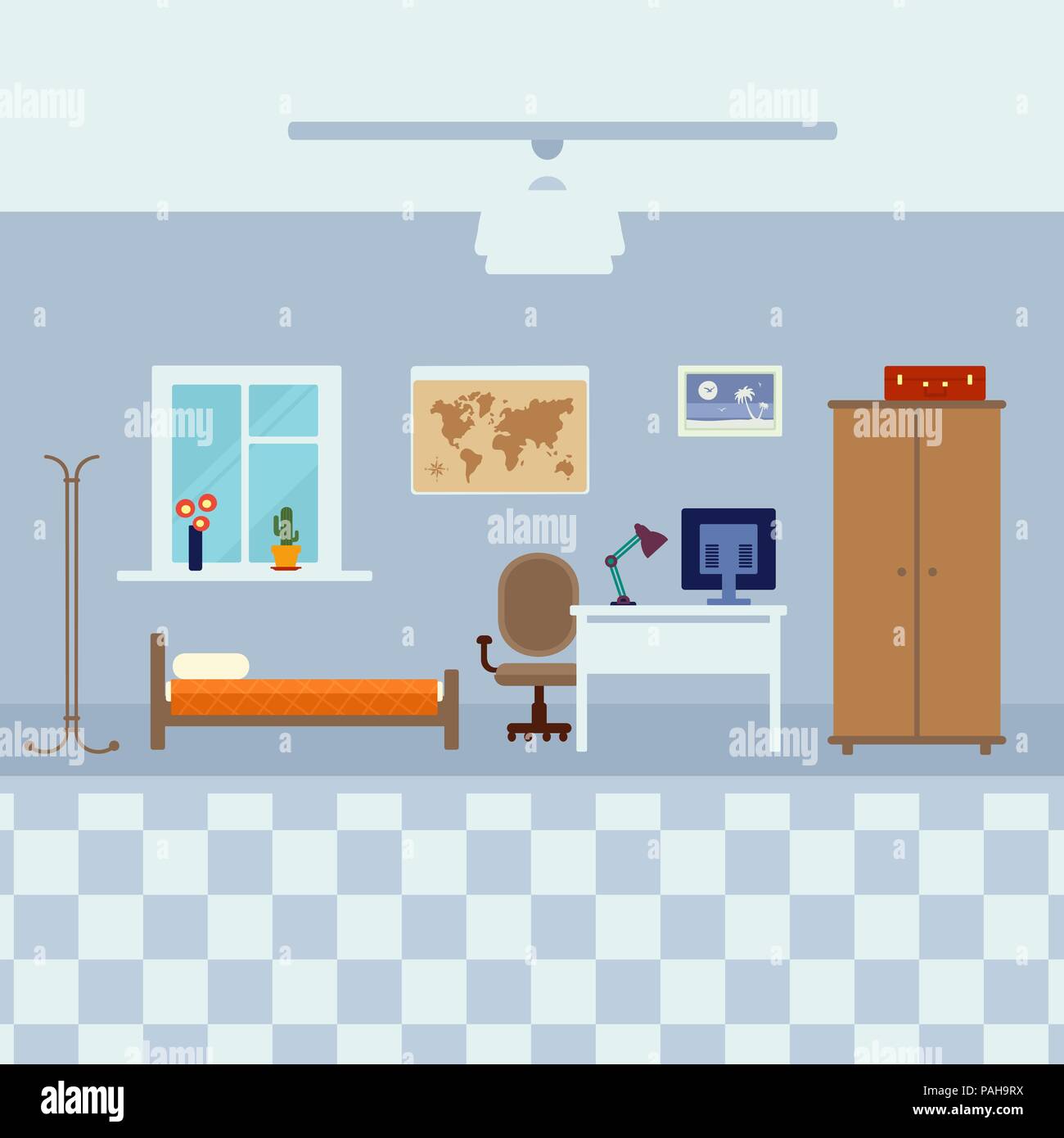 Vector Illustration Interior of Student Room Stock Vector Image & Art ...