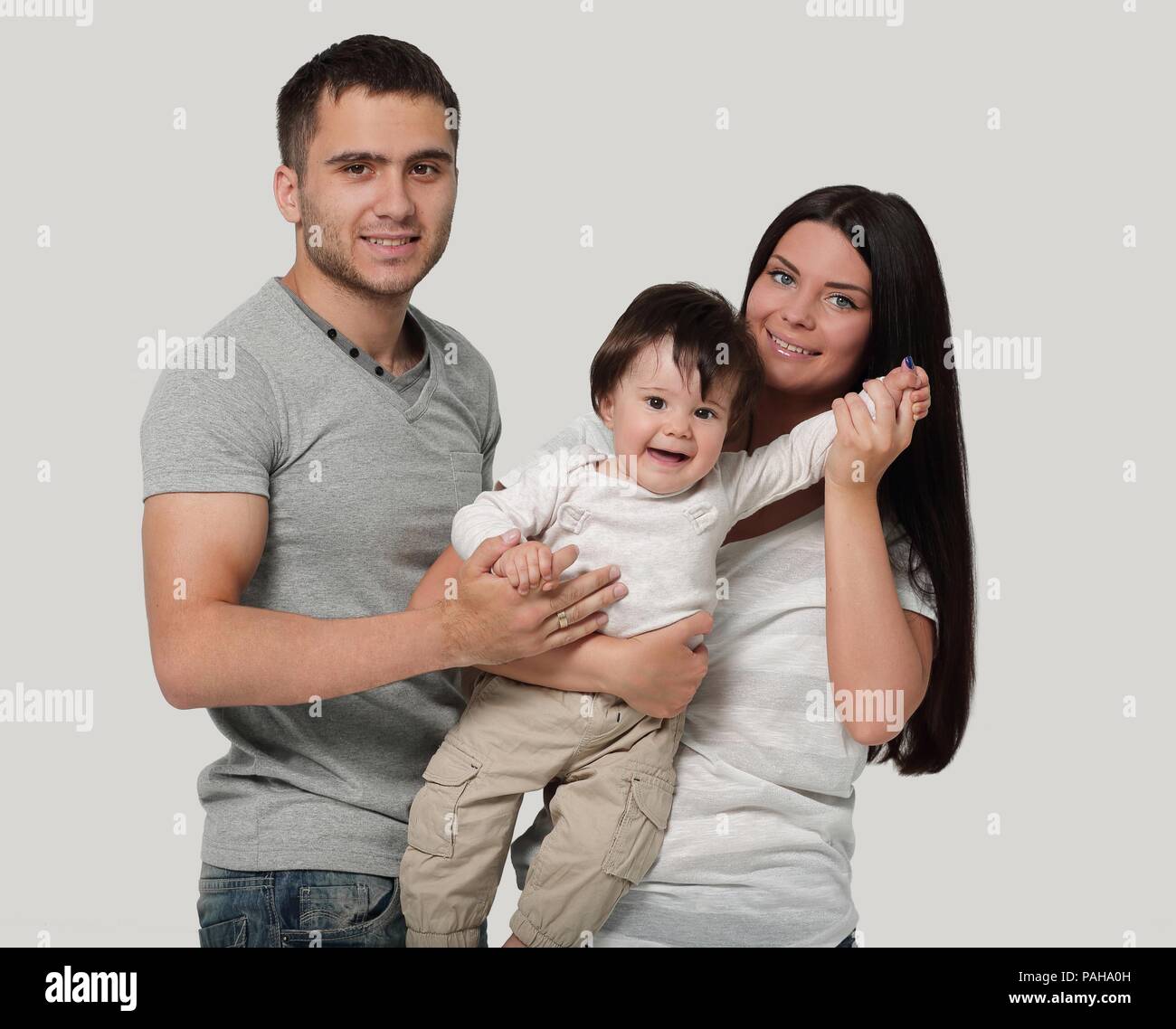 happy smiling family isolated on white background Stock Photo - Alamy