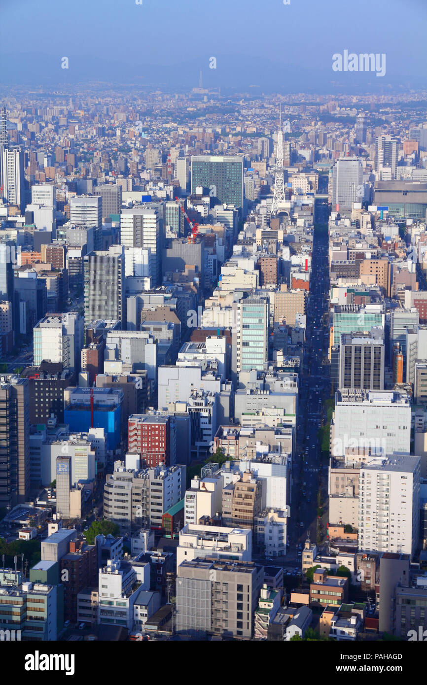 Nagoya, Japan - city in the region of Chubu. Aerial view with ...