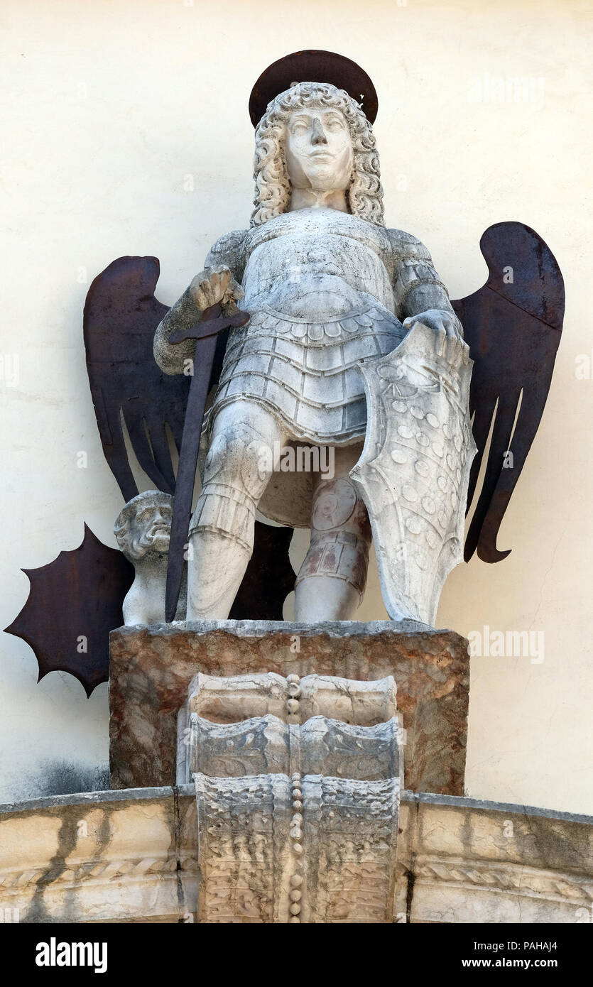 Saint Michael the Archangel, statue on the facade of Palazzo del ...