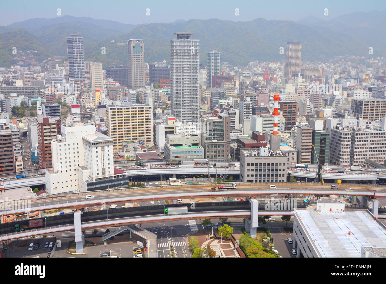 Kobe, Japan - city in the region of Kansai in Hyogo prefecture. Aerial ...