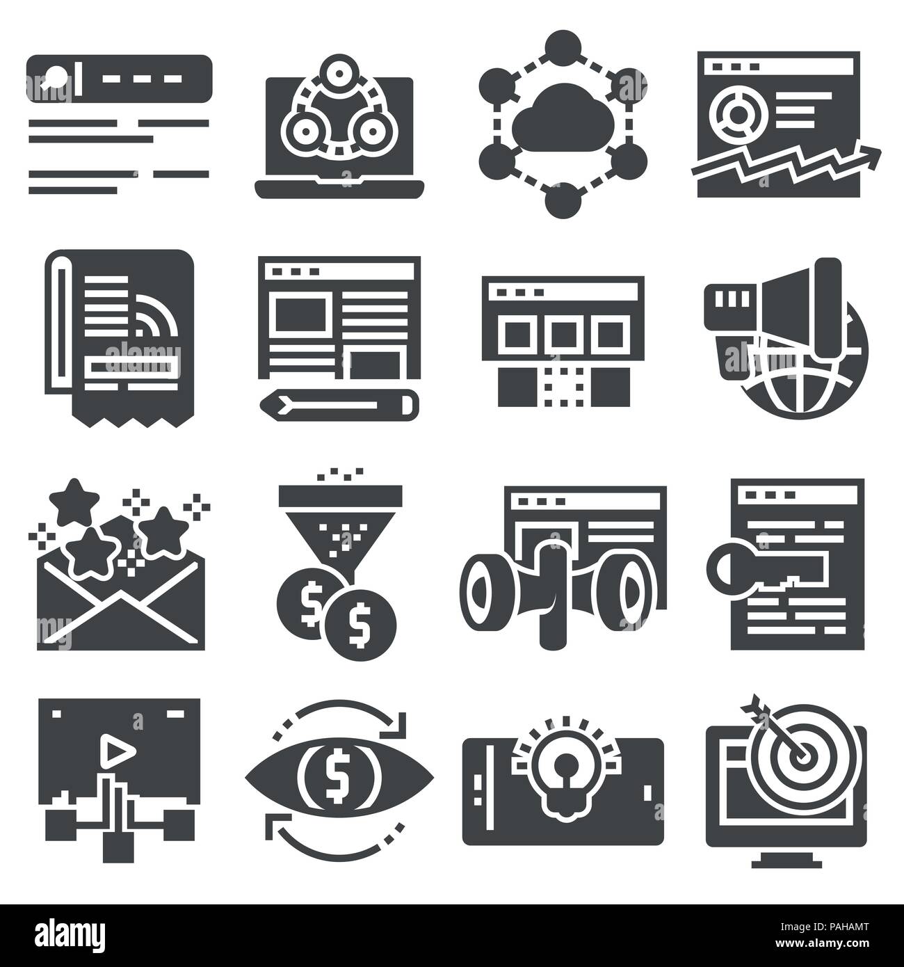 Vector internet marketing icon set in thin gray style Stock Vector ...