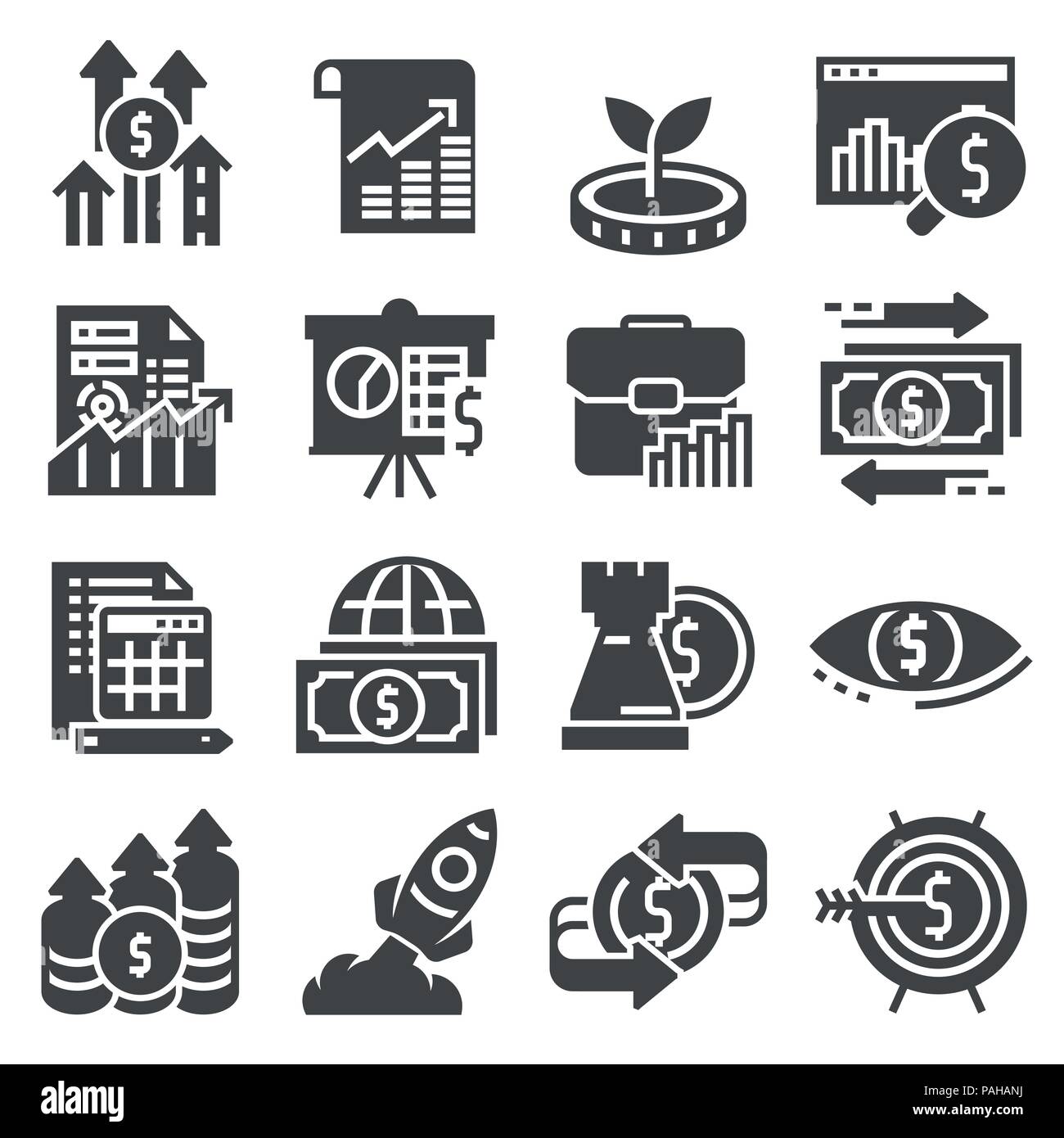 Vector Investment icons set. Money, finance banking illustration Stock ...