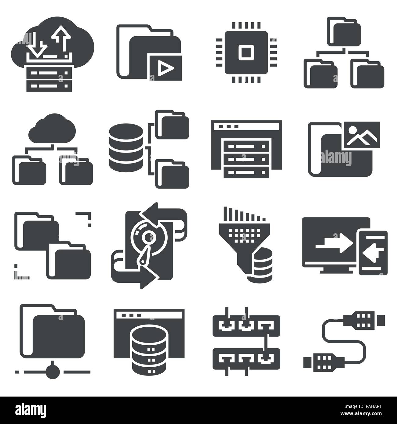 Set of Data Management Related Vector Gray Icons Stock Vector Image ...