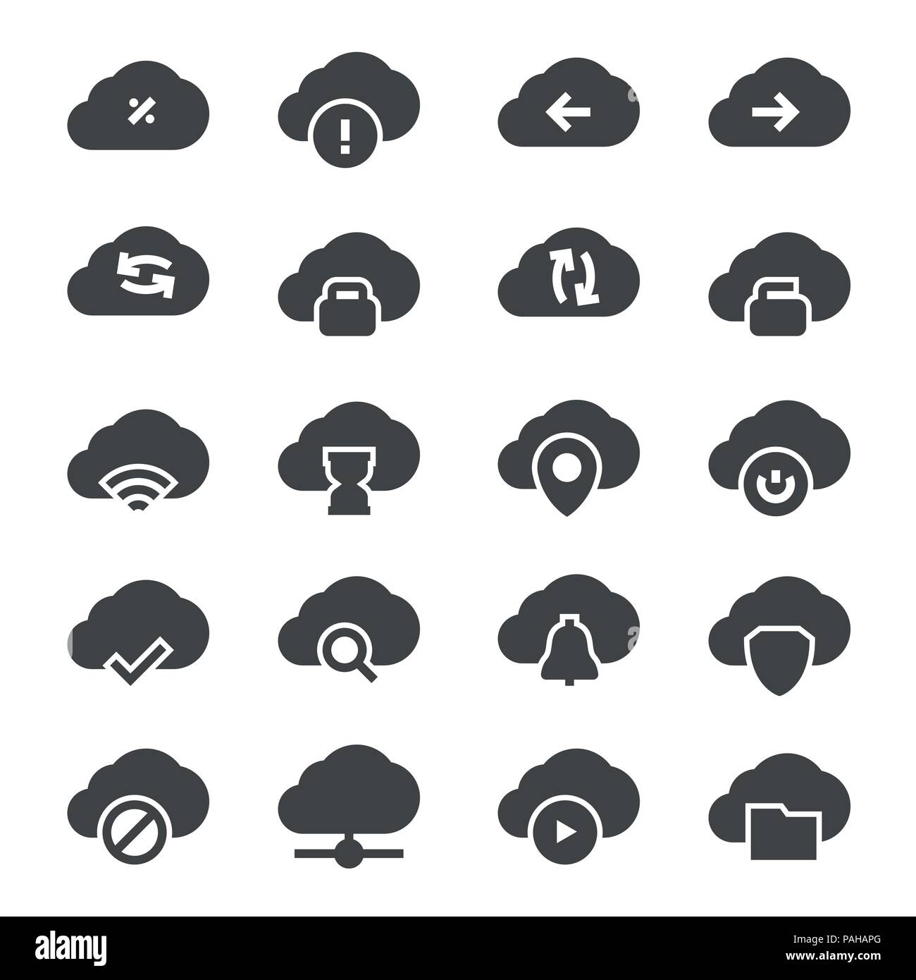 Vector isolated cloud technologies icons set on white background Stock ...