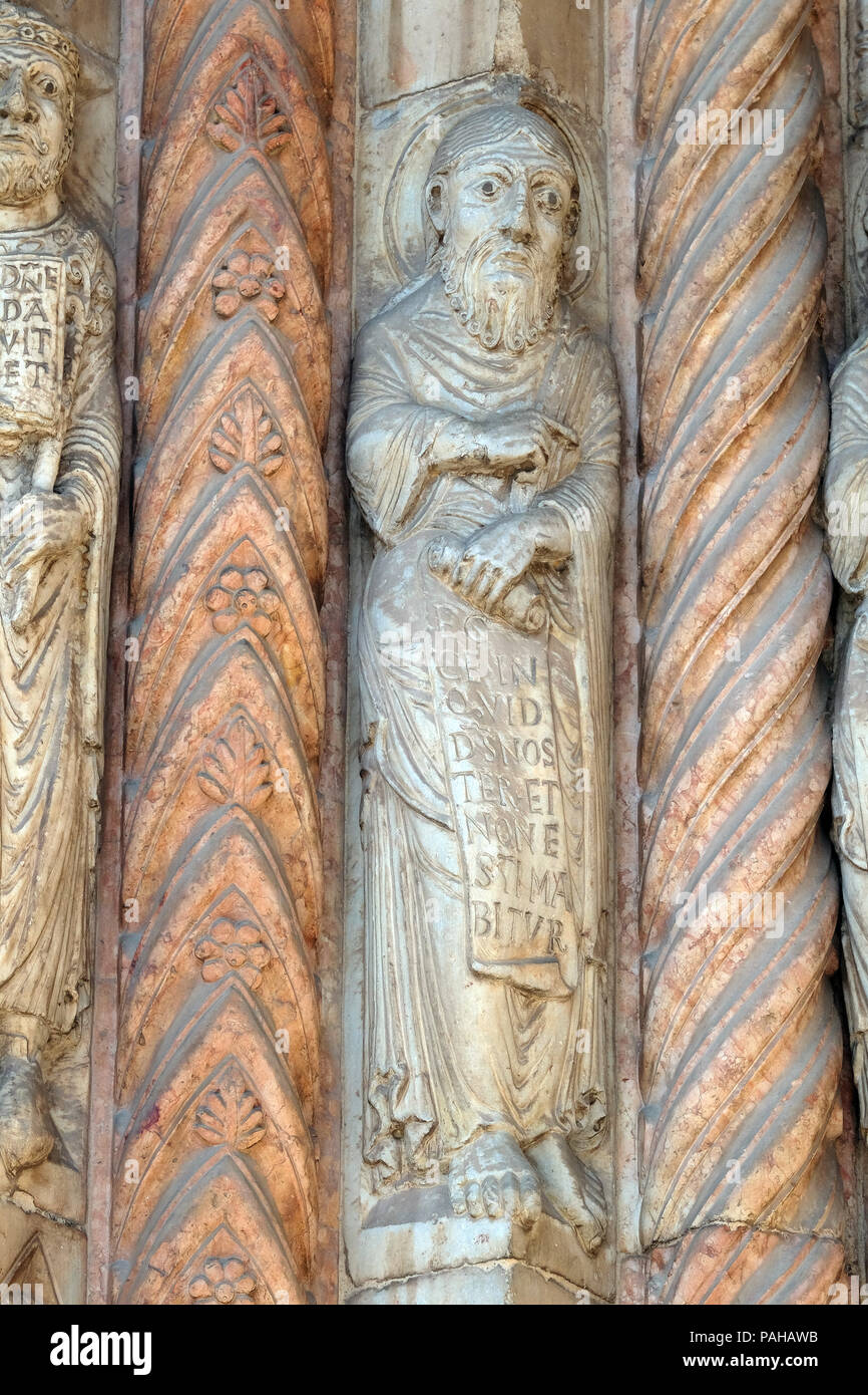 Prophet, statue on the portal of the Cathedral dedicated to the Blessed ...