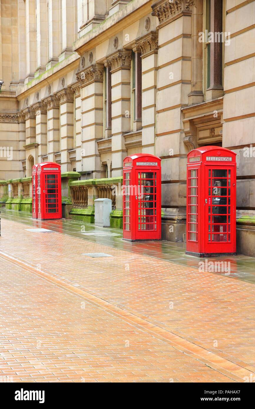 Birmingham red telephone boxes. West Midlands, England Stock Photo - Alamy
