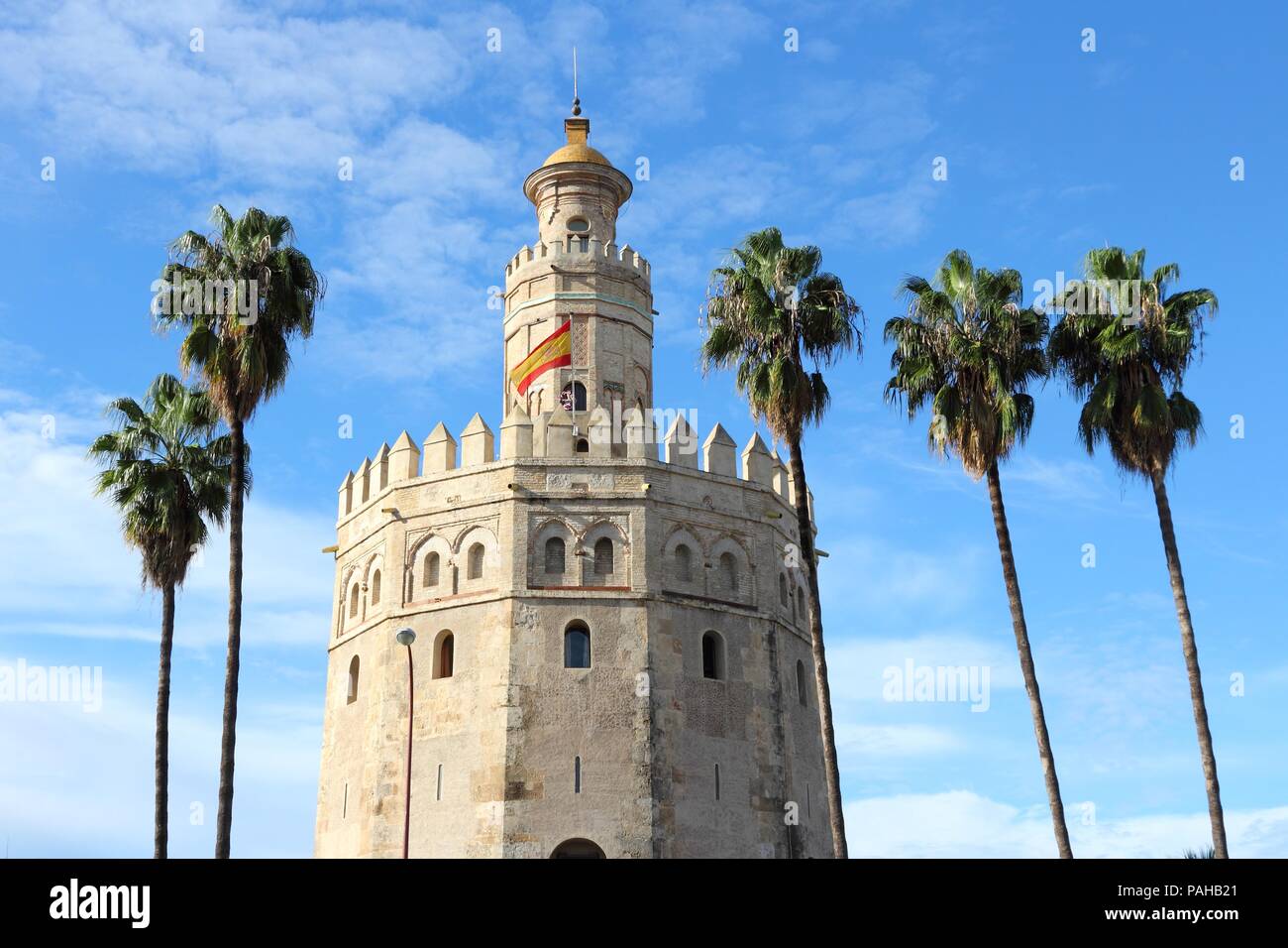 Seville, Spain - famous Torre del Oro (Golden Tower). Old landmark ...