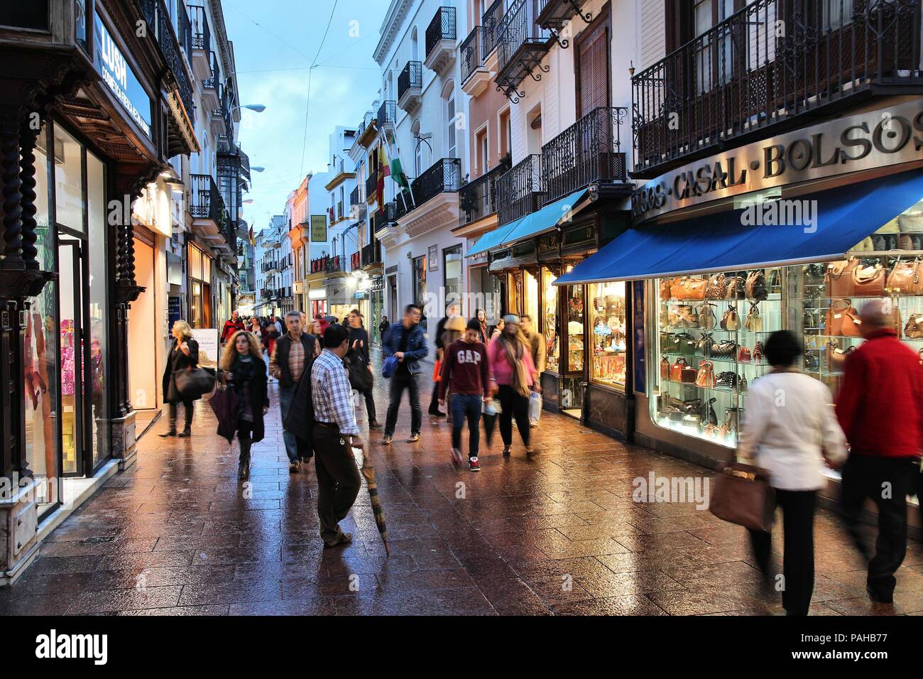 SEVILLE, SPAIN - NOVEMBER 3: People visit shopping area on November 3 ...