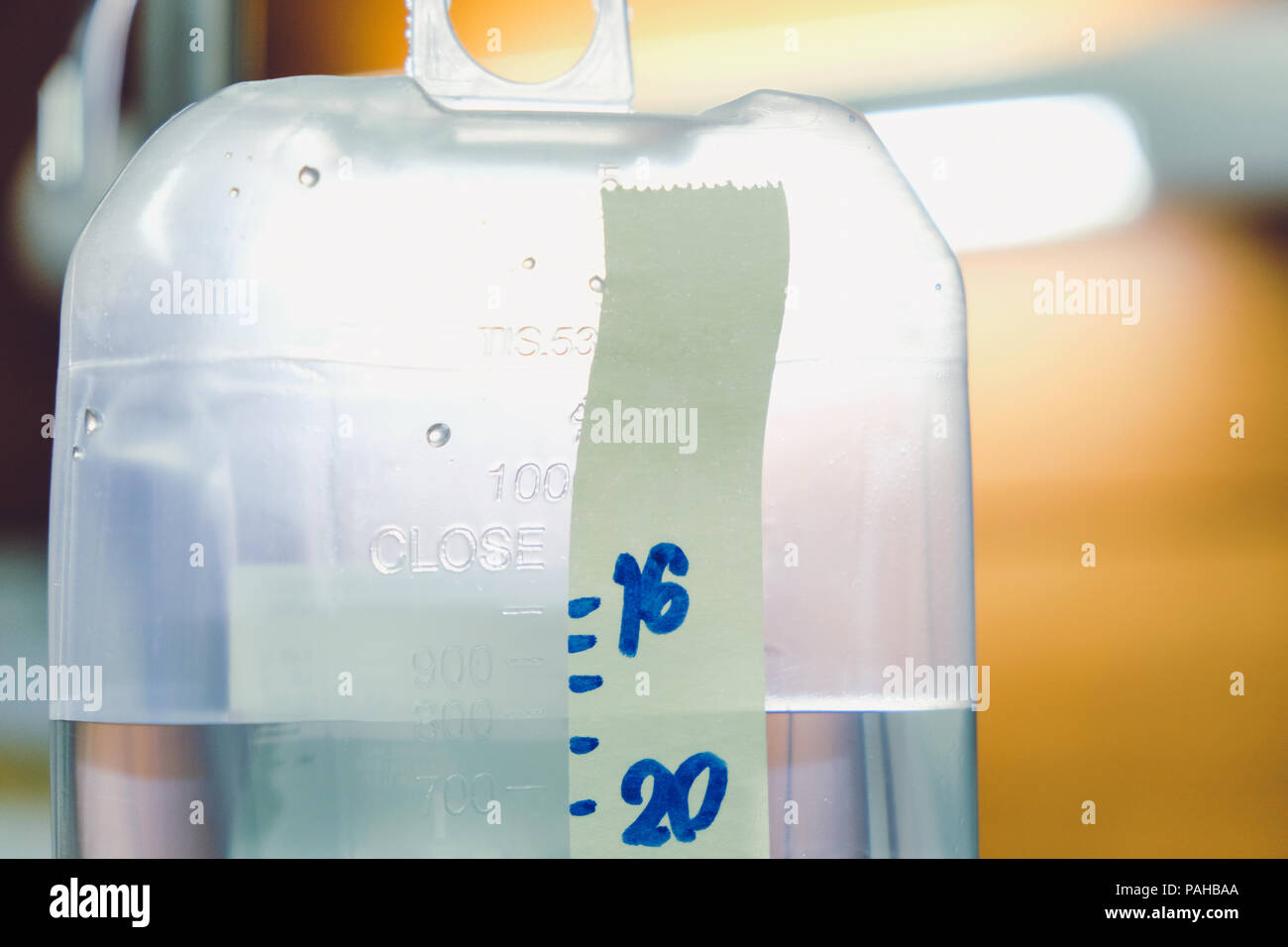 Detail of IV saline solution drip for patient in hospital Stock Photo ...