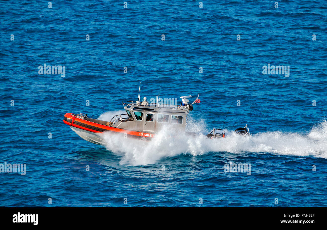 US Coast Guard boat providing security, Kay West, Florida, USA Stock ...