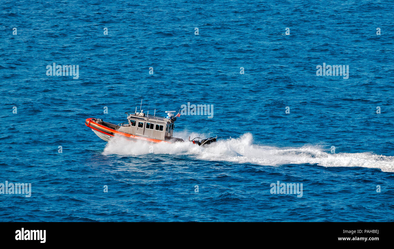 US Coast Guard boat providing security, Kay West, Florida, USA Stock ...
