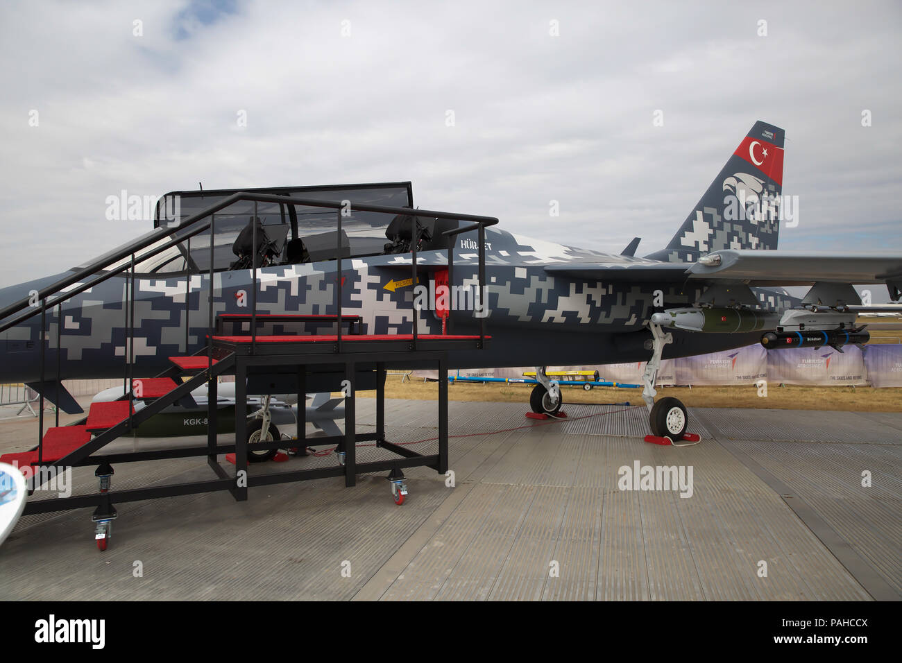 Turkish jet on display at Farnborough International Airshow Stock Photo ...